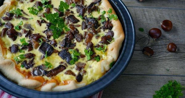 Recette de quiche d'automne aux champignons et chataignes